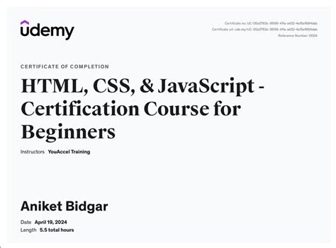 Completed Html Css And Javascript Course On Udemy Aniket Bidgar Posted On The Topic Linkedin