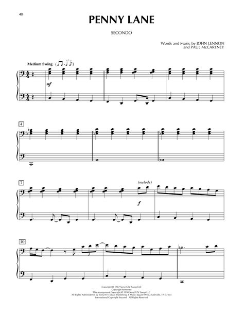 Penny Lane Par The Beatles Partitions Pour Piano Duo Sur Sheet Music Direct