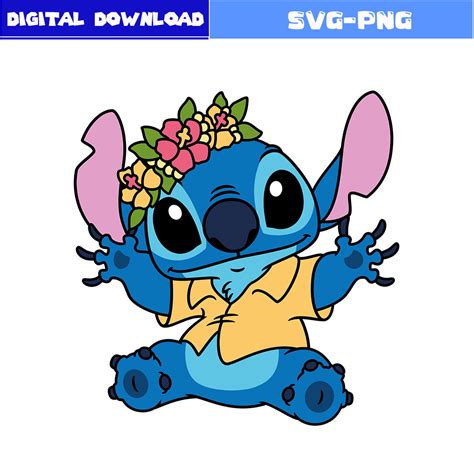 Stitch With Flower Svg Stitch Svg Lilo Svg Funny Stitch S Inspire