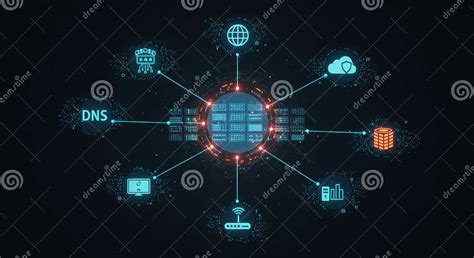 Futuristic Network Connectivity Concept Centralized Server Node With