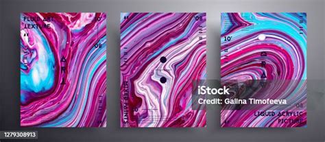 추상 액체 플래카드 유체 아트 벡터 텍스처 세트 디자인 커버 초대장 전단지 등에 적용되는 아름다운 배경 보라색 아쿠아 마린 과 핑크 특이한 창조적 인 표면 템플릿 가리기에