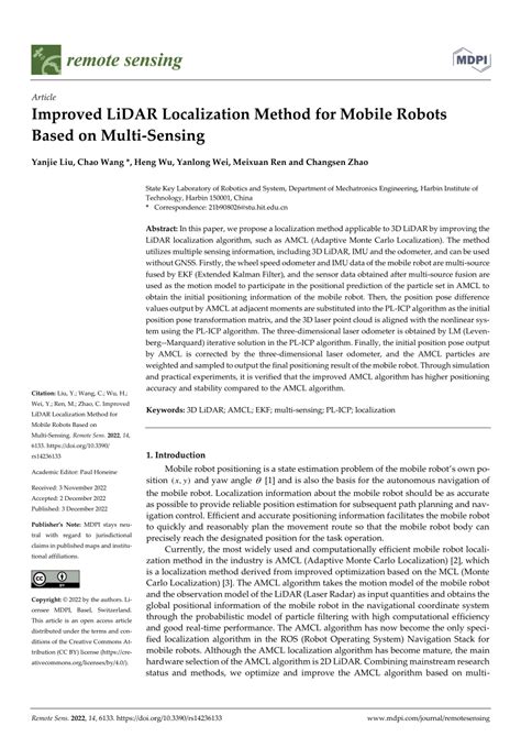 Pdf Improved Lidar Localization Method For Mobile Robots Based On