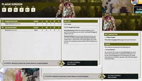 10th Edition Plague Surgeon Datacard Rdeathguard40k