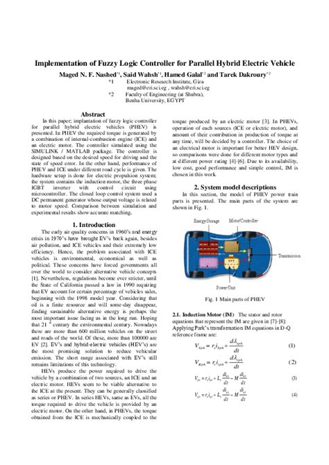 pdf implementation of fuzzy logic controller for parallel hybrid