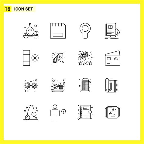 16 Thematic Vector Outlines And Editable Symbols Of Tutorial Webinar