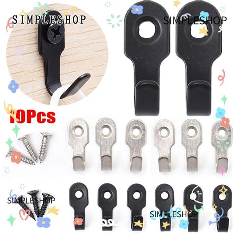 Simpleshop 10pcs Mini Single Hook With Screw J Shaped Items Key Rack Stainless Steel Bathroom