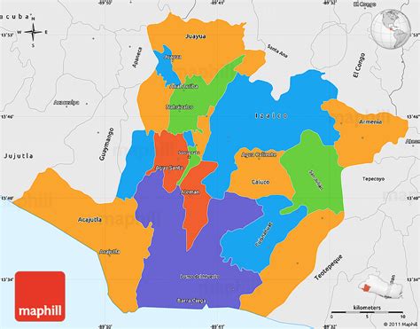 Political Simple Map Of Sonsonate Single Color Outside Borders And Labels