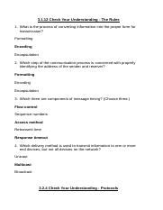 MY CISCO NETWORK NOTES Quiz Docx Check Your Understanding The Rules What Is