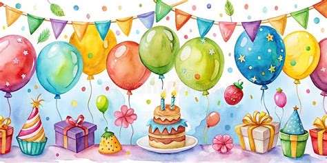 Festive Watercolor Birthday Banner Landscape Design A Colorful
