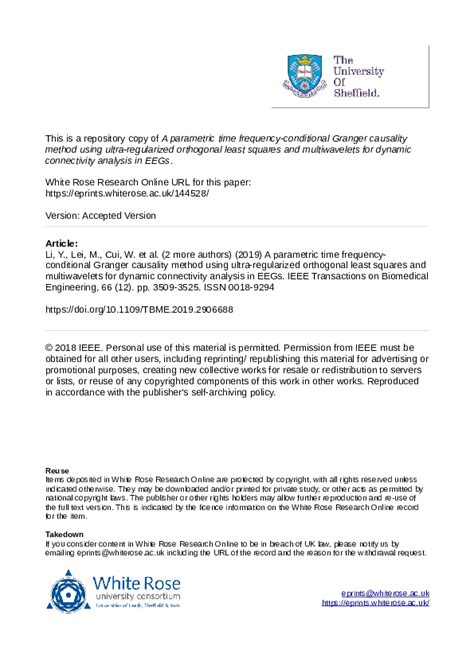 Pdf A Parametric Time Frequency Conditional Granger Causality Method Using Ultra Regularized