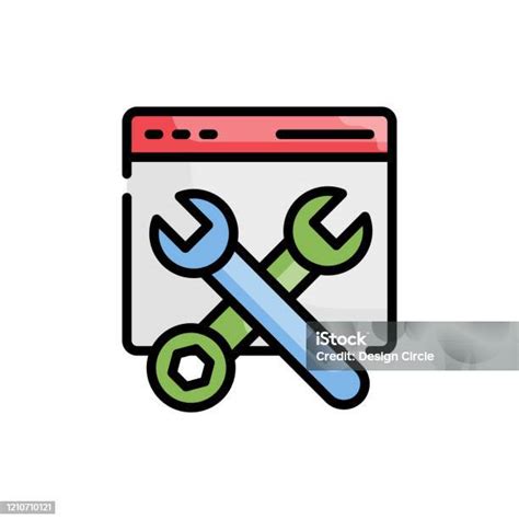 유지 보수 아이콘 벡터 일러스트 윤곽 선 가득 디자인 및 개발 스타일 아이콘 기계 부분에 대한 스톡 벡터 아트 및 기타 이미지 기계 부분 기계공 나사돌리개 Istock