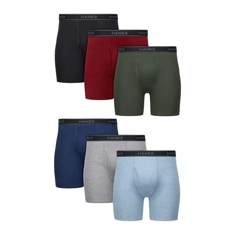 Hanes Mens Cotton Boxer Brief Underwear Pack Moisture Wicking