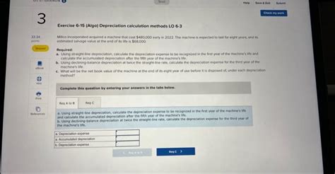 Solved Exercise Algo Depreciation Calculation Methods Chegg