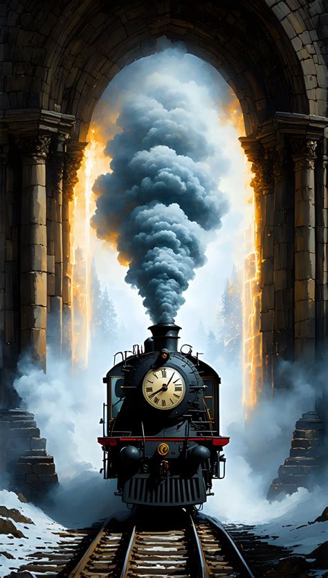 Pixlaza Steam Train Magic Portal Glowing Portal Time Travel Clock Train