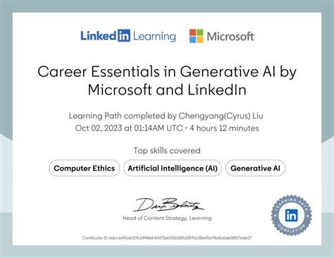 chengyang cyrus liu on linkedin certificate of completion