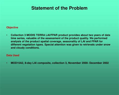 Ppt Analysis Of The Performance Of The Modis Lai And Fpar Algorithm