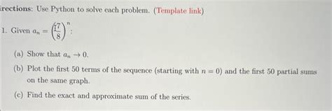 Solved Irections Use Python To Solve Each Problem