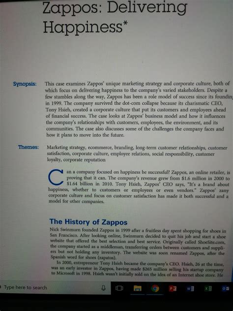 Solved 1 10 Zappos Delivering Happiness This Case Examines