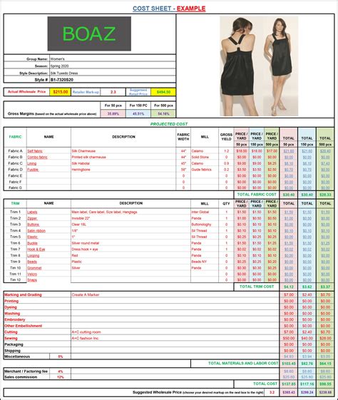 Fashion Cost Sheet Template Apparel Pricing And Costing Tool — Human B