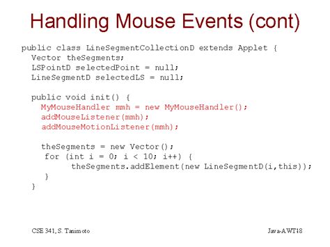 handling mouse events cont