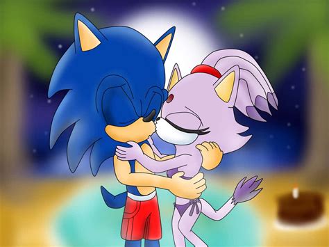 Blaze The Cat And Sonic The Hedgehog Kissing