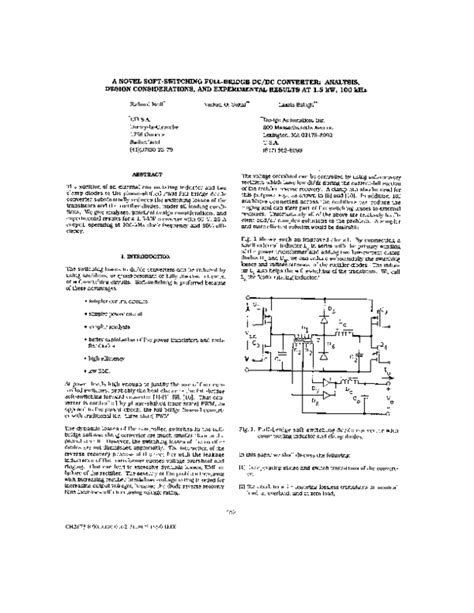 Pdf A Novel Soft Switching Full Bridge Dcdc Converter Analysis Design Considerations And