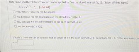 Solved Determine whether Rolle's Theorem can be applied to f | Chegg.com