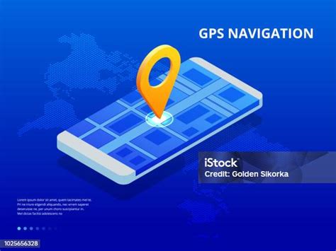 빨간색 포인터와 전화에서 아이소메트릭 Gps 네비게이션 파란색 배경 벡터 일러스트 레이 션 0명에 대한 스톡 벡터 아트 및 기타 이미지 Istock