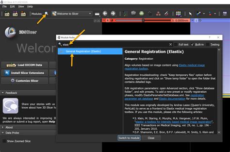 slicerelastix extension installed but the module is not visible