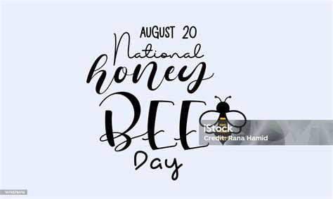 고립 된 배경에 국립 꿀벌의 날 서예 배너 디자인 스크립트 레터링 배너 포스터 카드 개념 아이디어 반짝이는 인식 벡터 템플릿 꿀벌에 대한 스톡 벡터 아트 및 기타 이미지