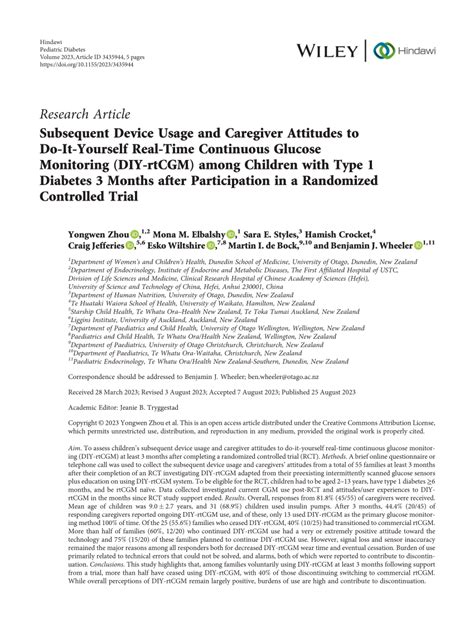 Pdf Subsequent Device Usage And Caregiver Attitudes To Do It Yourself Real Time Continuous