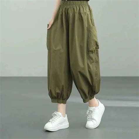 Workwear คร็อปแพนท์หลวมเสื้อผ้าผู้หญิงบาง Harun กางเกงแฟชั่นฤดูร้อนใหม่