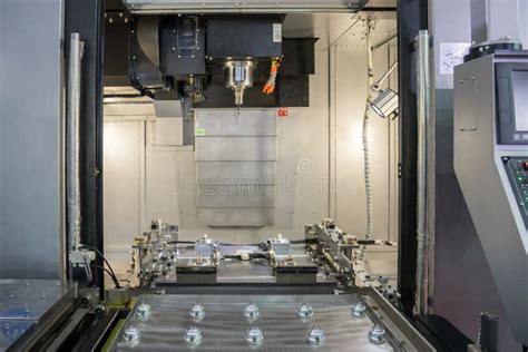 CNC Milling Machine With Control Stock Photo Image Of Engineering Machining