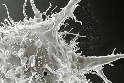 A Highly Magnified Dendritic Cell With Intricate Extensions Showcasing