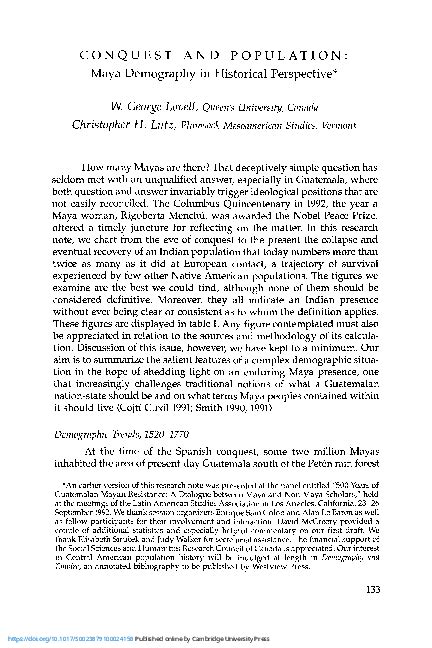Pdf Conquest And Population Maya Demography In Historical Perspective