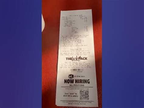 My Jack In The Box Receipt Youtube