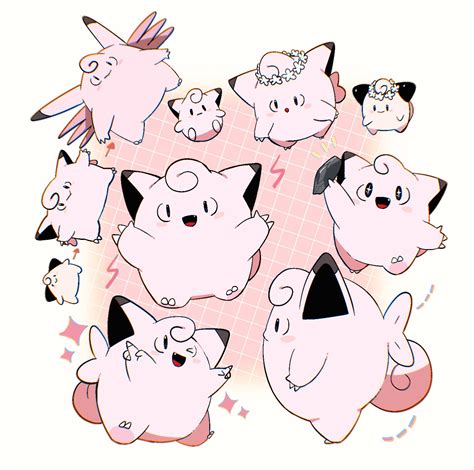 clefairy, cleffa, and clefable (pokemon) drawn by chirosamu | Danbooru