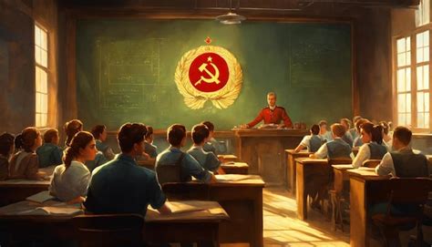Premium Ai Image Students Sitting In A Ussr Classroom Stunning 8k