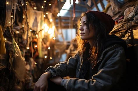 premium ai image a girl researching on a scrappy pc absorbed and