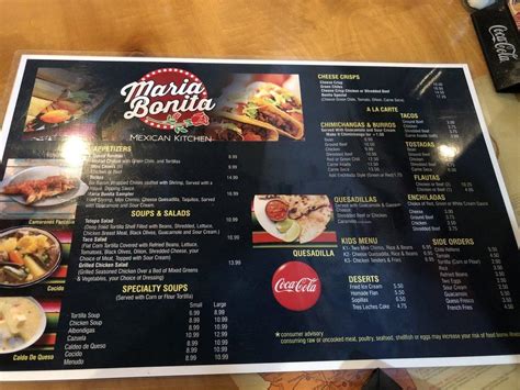 Menu At Maria Bonita Mexican Kitchen Restaurant Tucson
