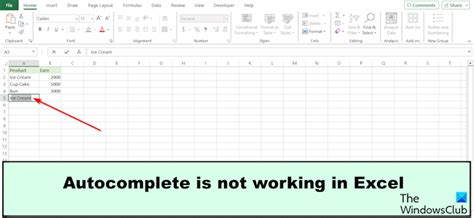 Autocomplete Is Not Working In Excel Fix