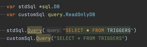 go syntax highlight sql queries when using non standard sql packages