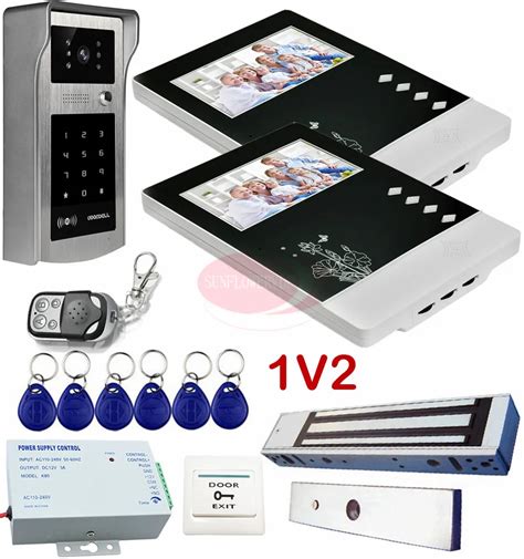 Wired Night Visual Video Intercom With Electric Magnetic Door Lock Rfid Password Unlock Door