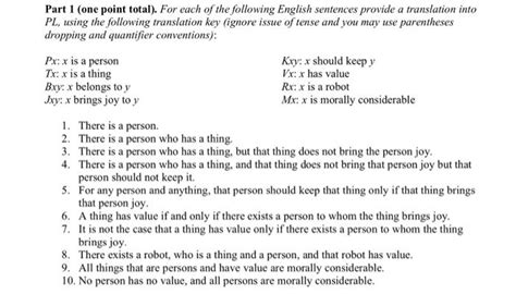 Part 1 One Point Total For Each Of The Following