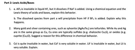 Solved Part Lewis Acids Basesa AlF Is Insoluble In Chegg