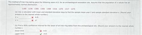 Solved The Method Of Tree Ring Dating Gave The Following Chegg Com