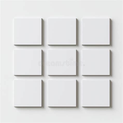 Nine Blank Squares Arranged In A Grid Pattern On A Plain Wall Stock Illustration Illustration