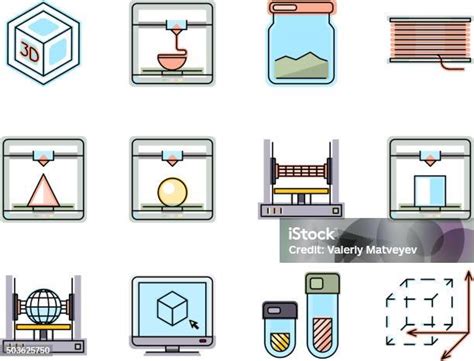 3 D 인쇄 기술을 꺾은선형 아이콘 세트 3차원 형태에 대한 스톡 벡터 아트 및 기타 이미지 3차원 형태 개념 개념과 주제 Istock