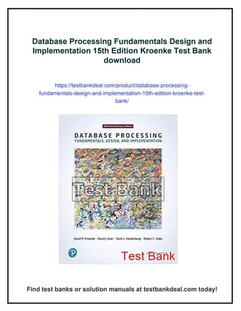 Database Processing Fundamentals Design And Implementation 15th Edition Kroenke Test Bank Pdf