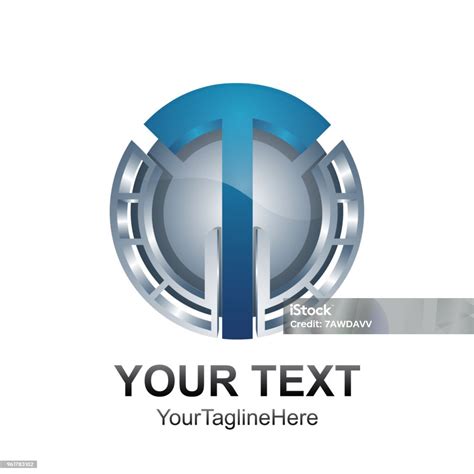 초기 문자 T 로고 템플릿 색깔은 파란색 원 구형 디자인 비즈니스 및 회사 정체성에 대 한 0명에 대한 스톡 벡터 아트 및 기타